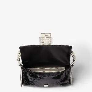 Fendi Baguette® 26424 Black Organza And Sequin Bag